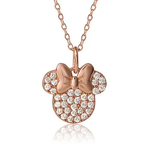 Disney Minnie Mouse Pendant Necklace - Rose Gold/clear