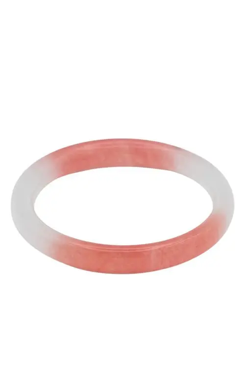 SEREE Blush Skinny Round Jade Stone Bangle - Ombre Pink
