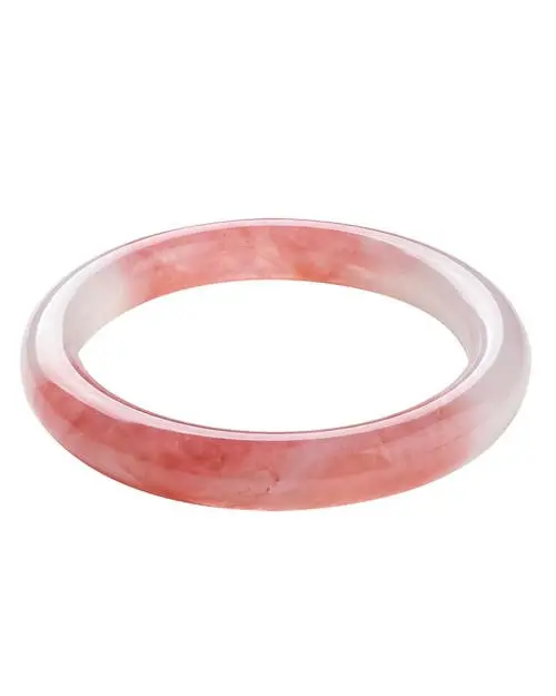 SEREE Blush Skinny Round Jade Stone Bangle - Ombre Pink