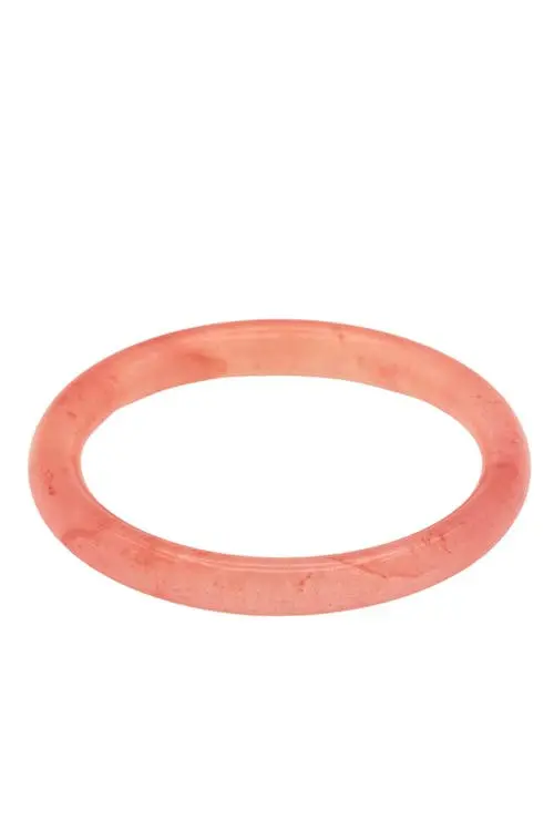 SEREE Blush Skinny Round Jade Stone Bangle - Pink