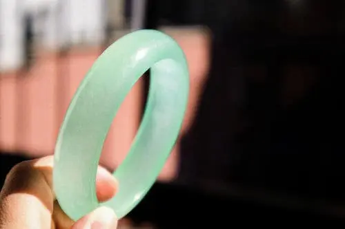 SEREE Agave Classic Jade-green Gemstone Bangle - Cyan