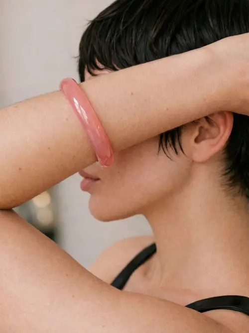 SEREE Blush Gemstone Bangle - Pink