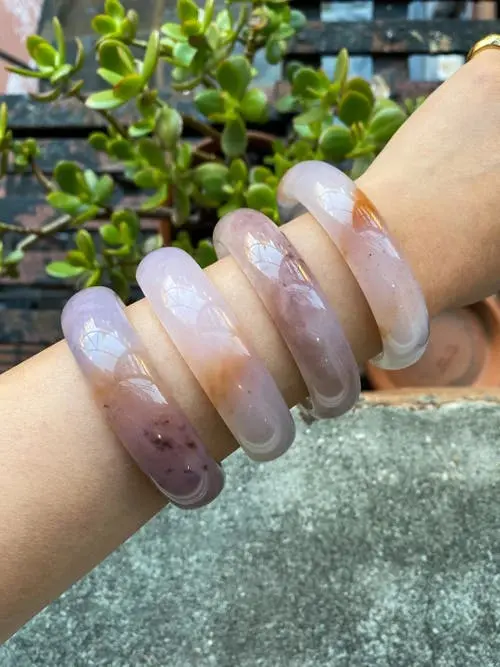 SEREE Playground Marble Jade Stone Bangle - Sand