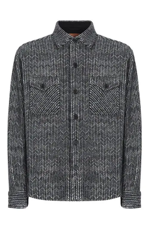 Missoni Overshirt In Wool-cotton Blend With Zigzag Pattern - Multicoloured