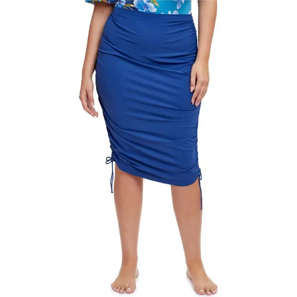 GOTTEX Shirred Swim Skirt With Mesh Layer