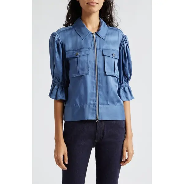 Cinq À Sept Holly Ruffle Sleeve Jacket - Indigo