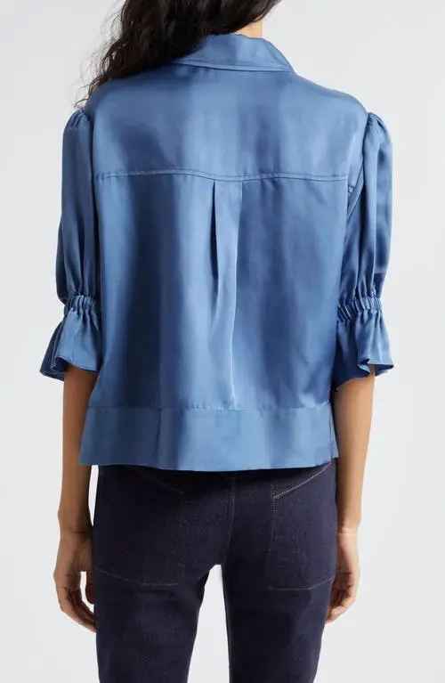 Cinq À Sept Holly Ruffle Sleeve Jacket - Indigo