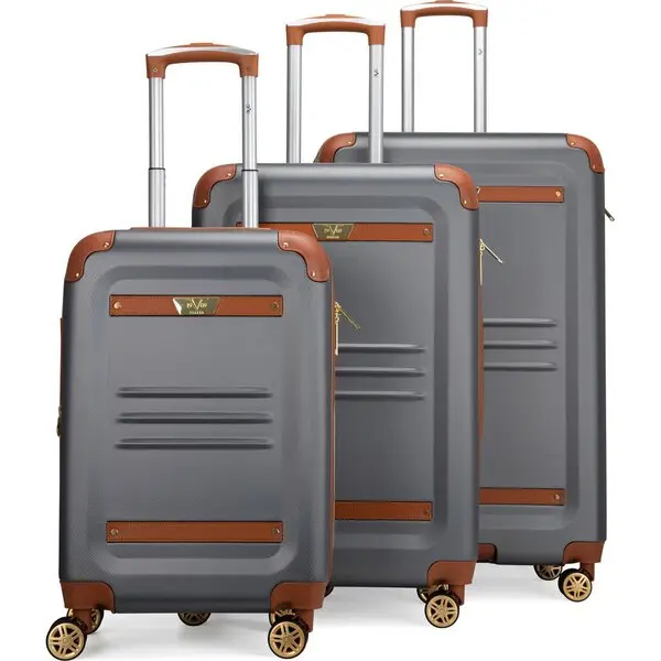 19V69 ITALIA 3-piece Expandable Spinner Luggage Set - Gray