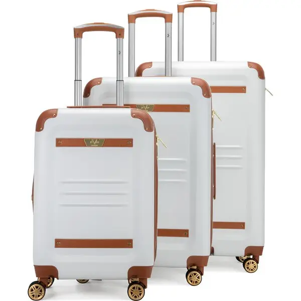 19V69 ITALIA 3-piece Expandable Spinner Luggage Set - White