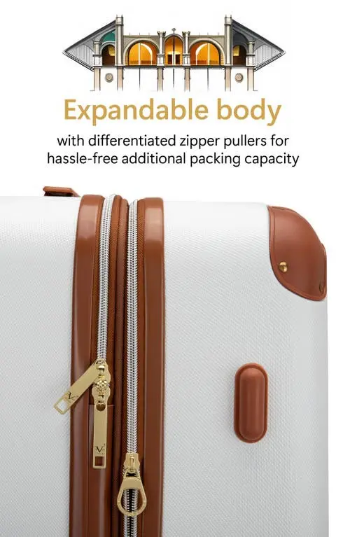 19V69 ITALIA 3-piece Expandable Spinner Luggage Set - White