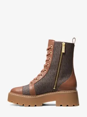 Michael Kors Blake Signature Logo And Leather Boots