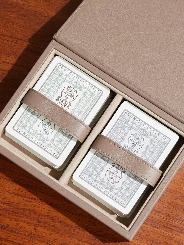 Brunello Cucinelli Full-grain Leather Playing Card Set