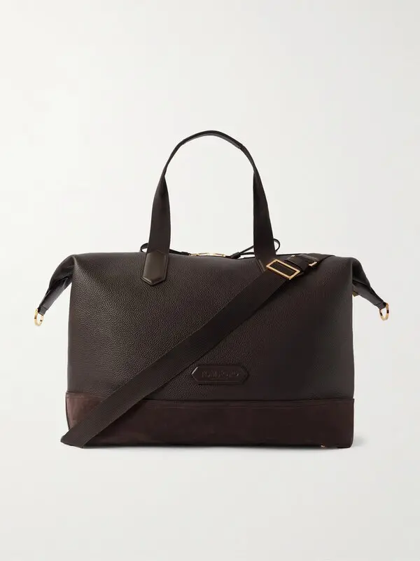 TOM FORD Full-grain Leather Weekend Bag With Suede Trim - Brown
