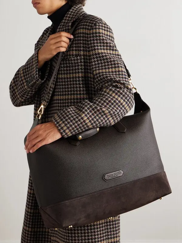 TOM FORD Full-grain Leather Weekend Bag With Suede Trim