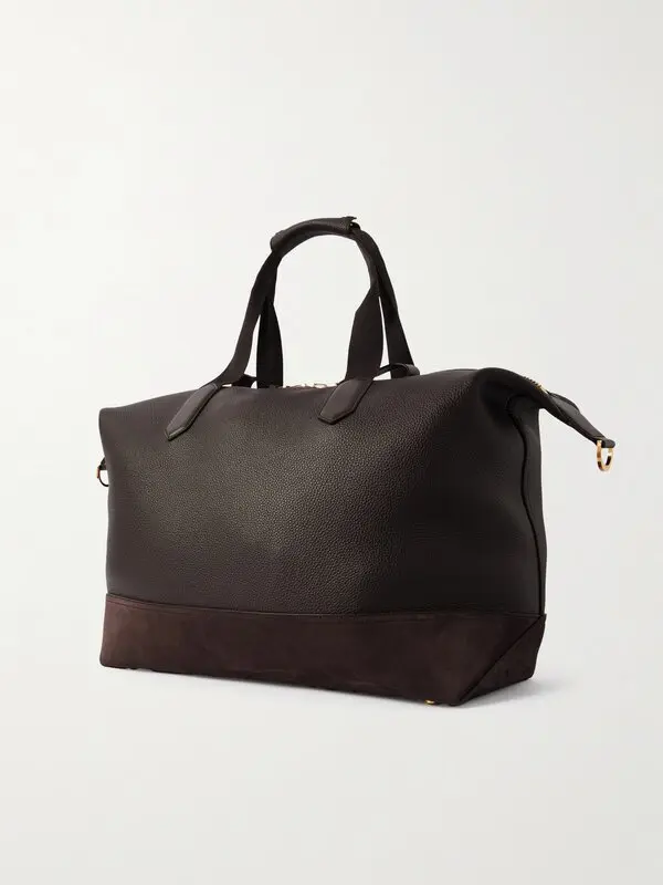 TOM FORD Full-grain Leather Weekend Bag With Suede Trim