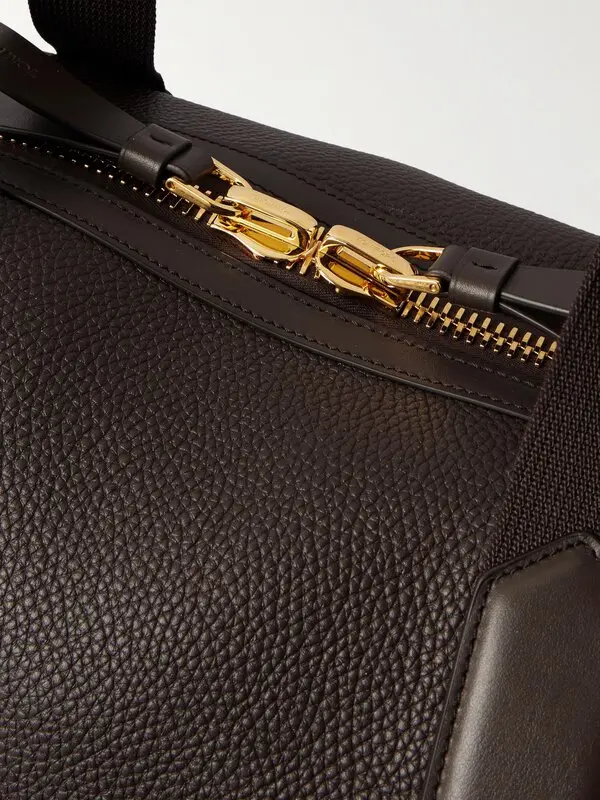 TOM FORD Full-grain Leather Weekend Bag With Suede Trim