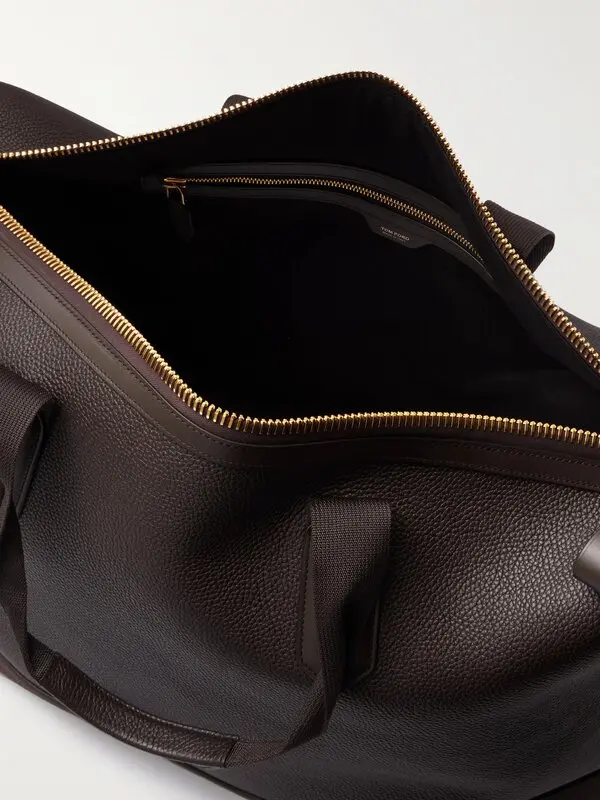 TOM FORD Full-grain Leather Weekend Bag With Suede Trim