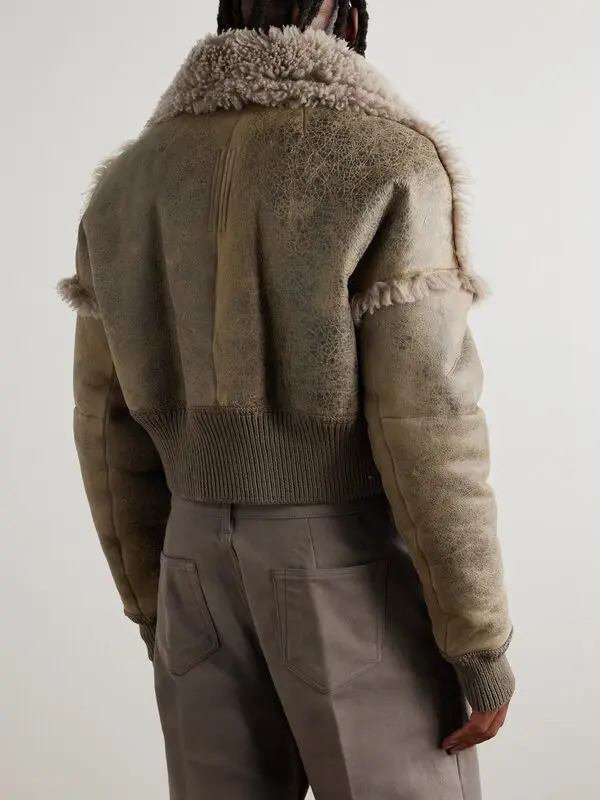 Rick Owens Slim-fit Panelled Shearling Jacket