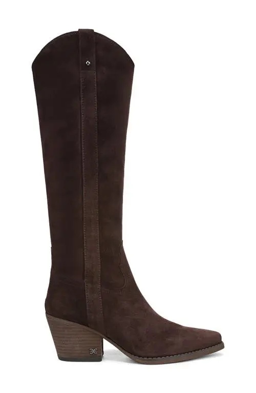 Sam Edelman Wyatt Knee High Western Boots - Cafe Noir