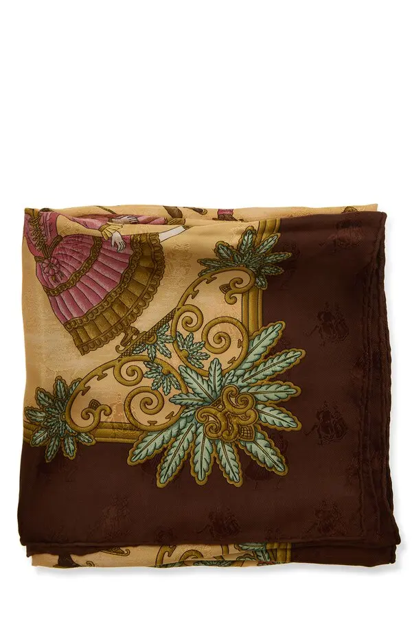 Hermès Multicolor 'joies D'hiver' Silk Scarf 90 - Brown