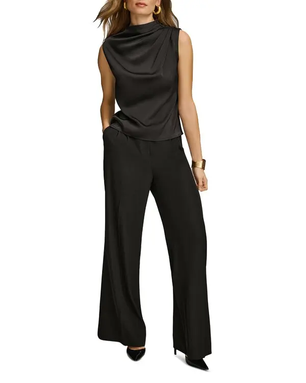Donna Karan New York Draped High Neck Sleeveless Top - Black