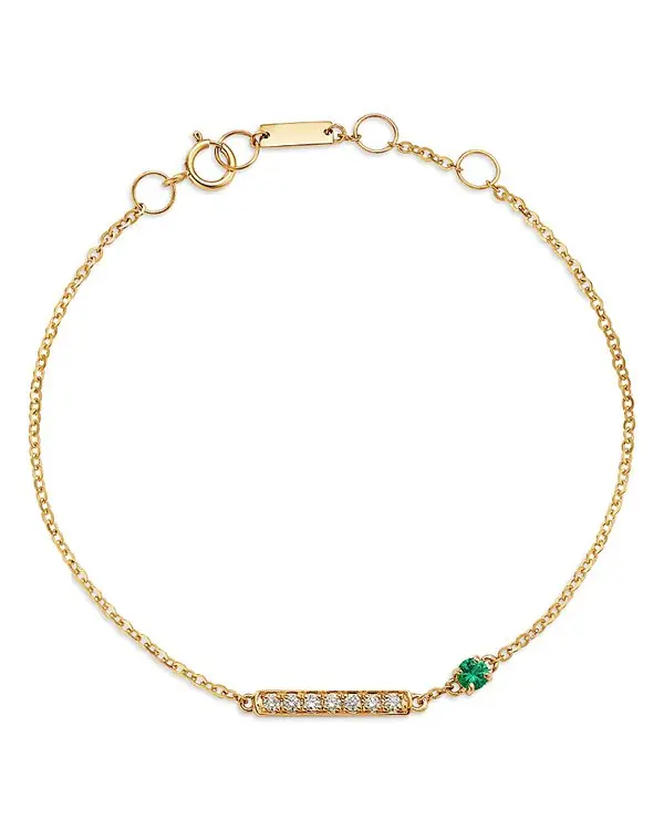 Bloomingdale'S Emerald & Diamond 14k Chain Link Bracelet - Yellow Gold