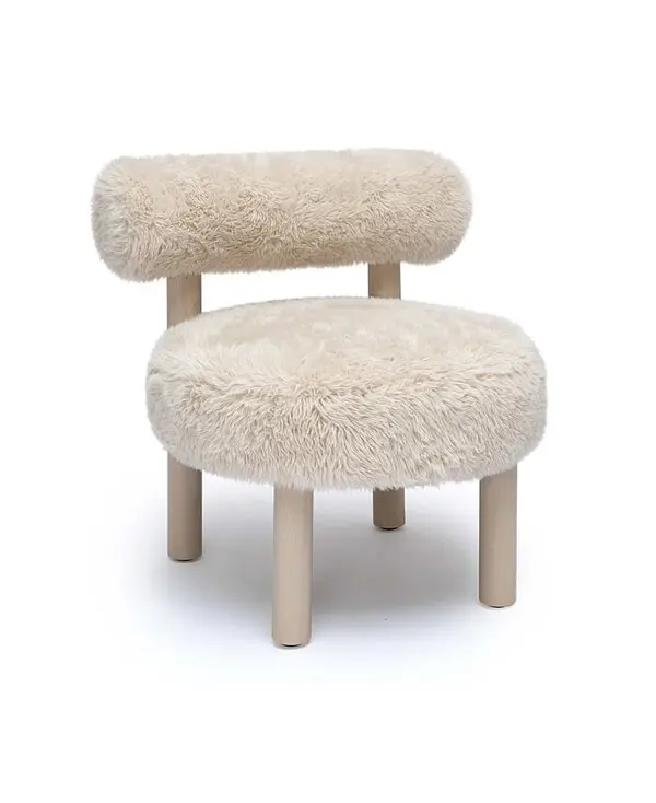 TOV FURNITURE Carmel Faux Shearling Accent Chair - White