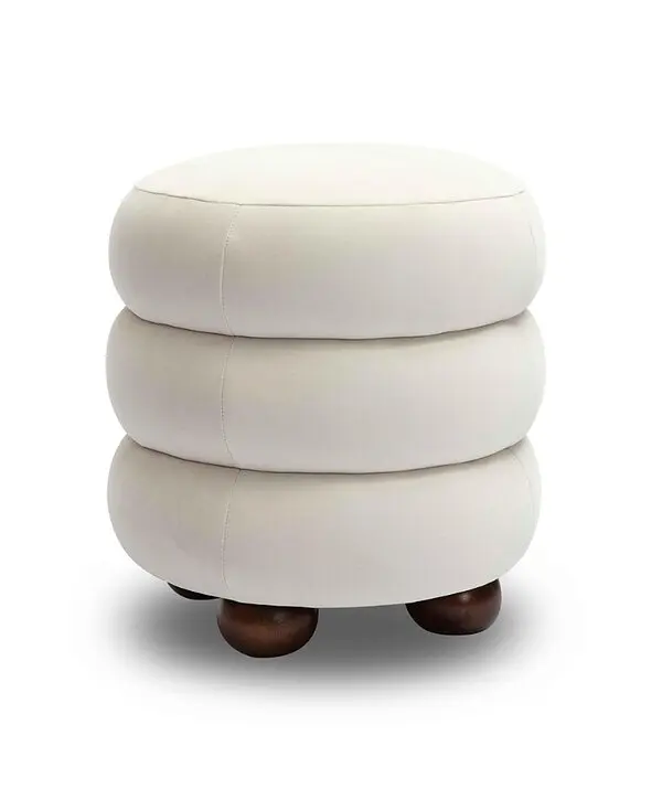 TOV FURNITURE Stefanie Velvet Ottoman - Cream