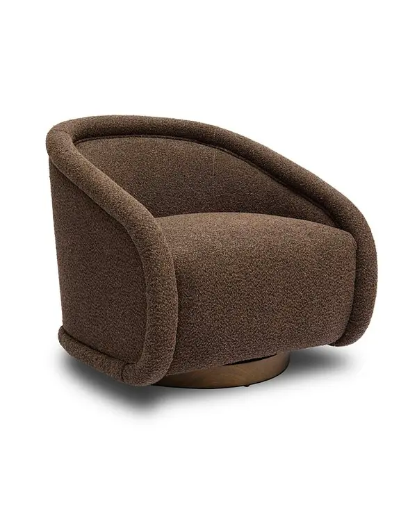 TOV FURNITURE Rory Boucle Swivel Chair - Chocolate Brown