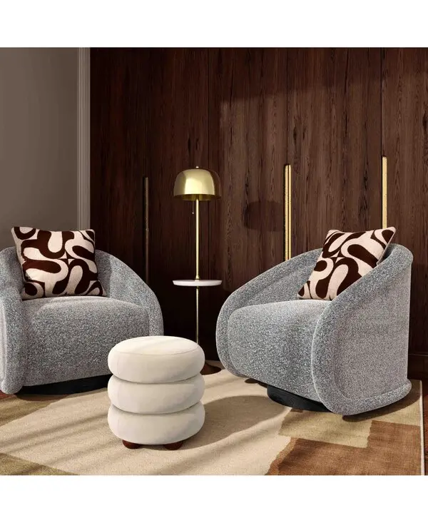 TOV FURNITURE Rory Boucle Swivel Chair - Grey