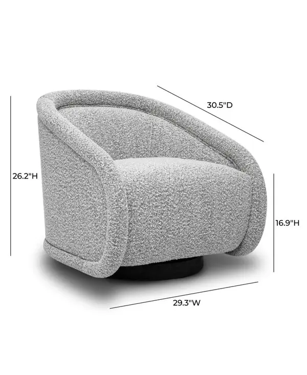 TOV FURNITURE Rory Boucle Swivel Chair - Grey