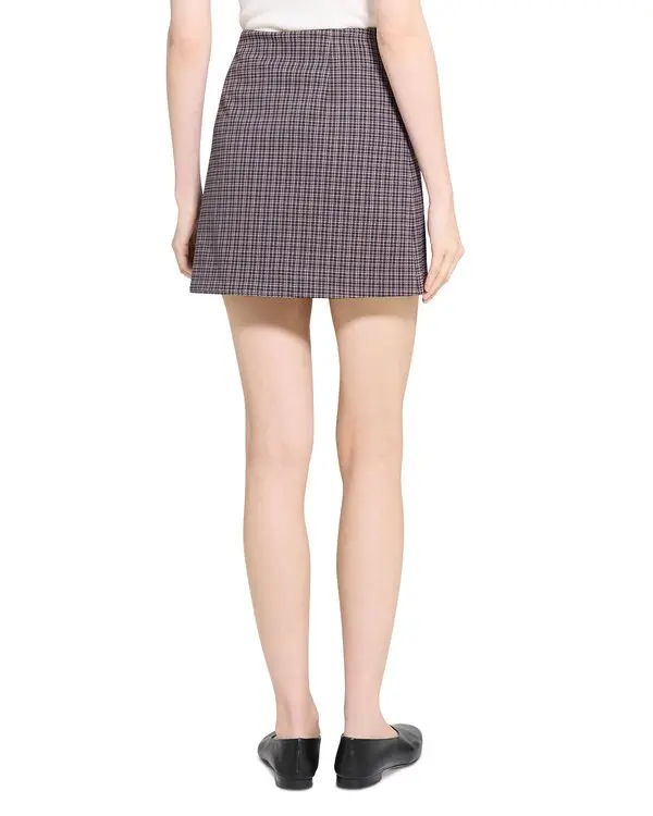 Theory Checked Mini Skirt - Palomino Multi