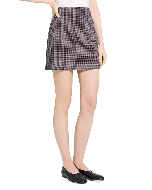 Theory Checked Mini Skirt - Palomino Multi