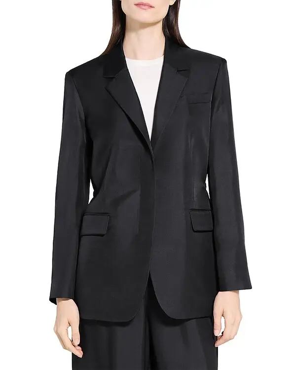 Theory Oversized Silk Blazer In Black - 80% Off | Editorialist