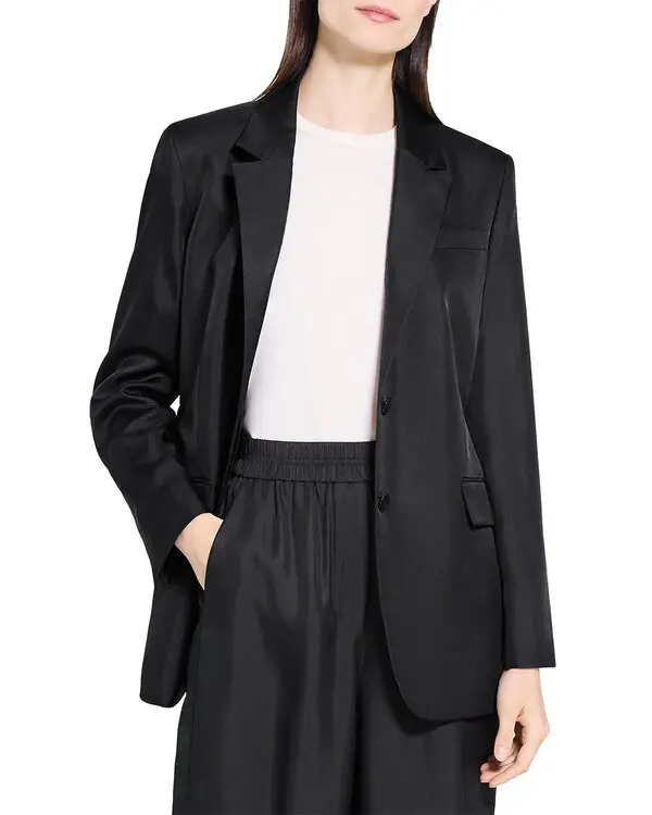 Theory Oversized Silk Blazer In Black - 80% Off | Editorialist