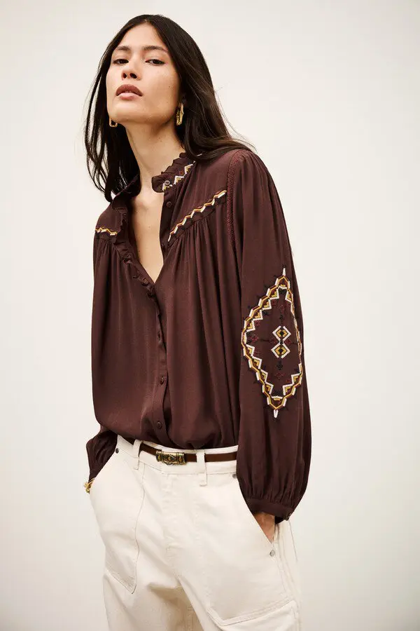 Ba&sh Tate Embroidered Blouse