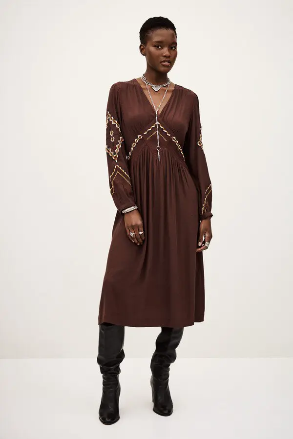 Ba&sh Tany Embroidered Midi Dress