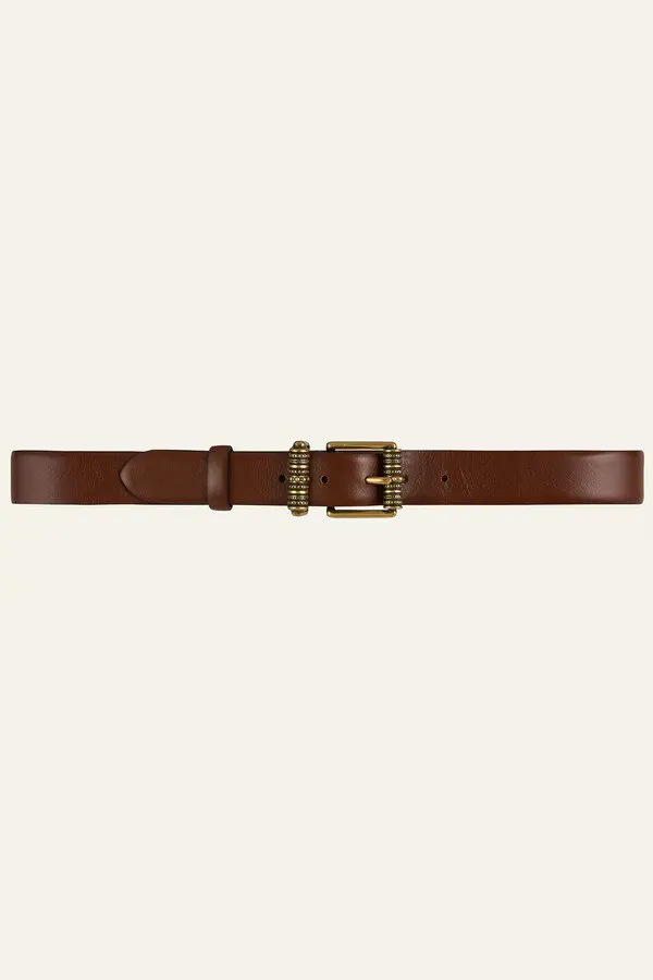 Ba&sh Brett Polished Leather Belt - Natural