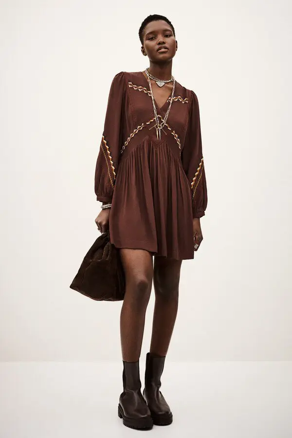 Ba&sh Embroidered Mini Dress