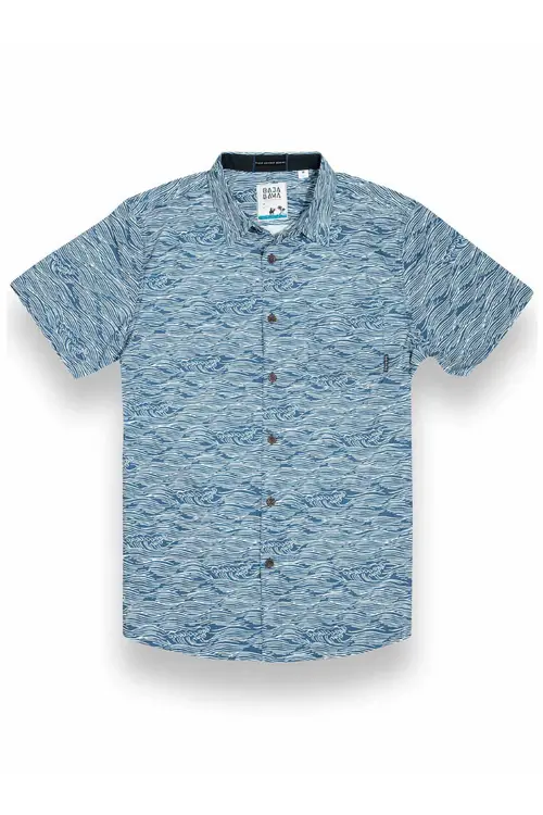 BAJA LLAMA Roll Tides7-seas Button Up - Navy