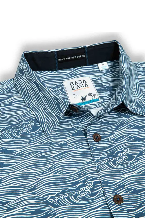 BAJA LLAMA Roll Tides7-seas Button Up - Navy