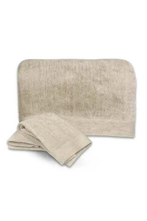 BEDVOYAGE Melange Viscose Cotton Blend Odor & Mildew Resistant Bath Sheet & Hand Towel Set - Sand