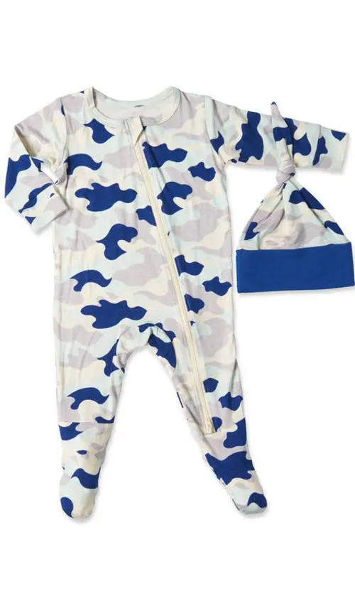 EVERLY GREY Jersey Long Sleeve Footie & Hat Set - Camo