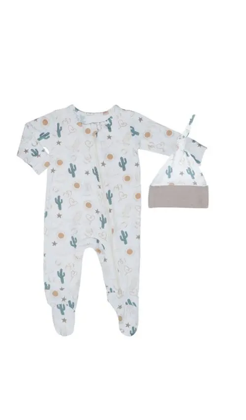 EVERLY GREY Jersey Footie And Hat Set - Rodeo