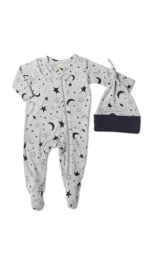EVERLY GREY Jersey Long Sleeve Footie & Hat Set - Twinkle Night