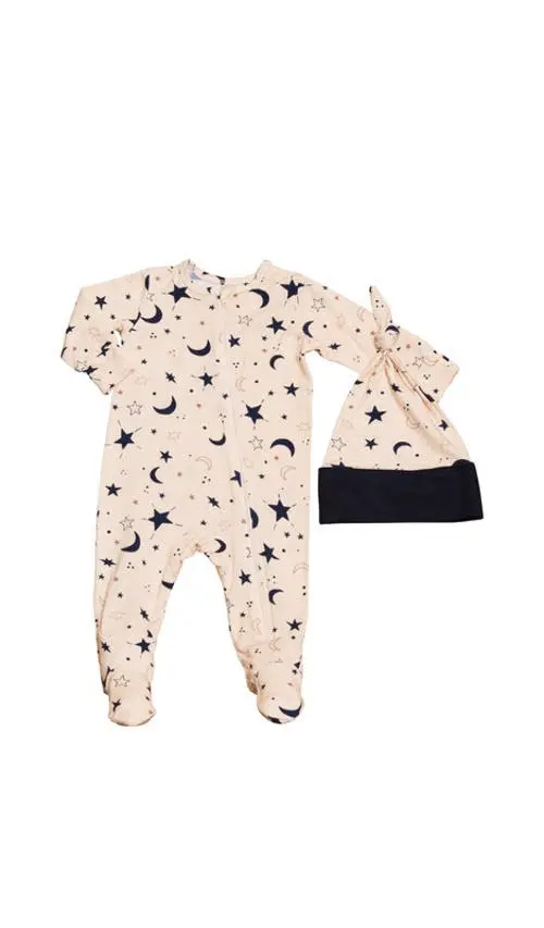 EVERLY GREY Jersey Long Sleeve Footie & Hat Set - Twinkle