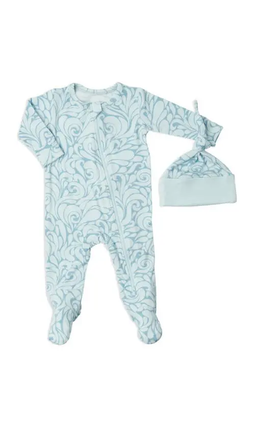EVERLY GREY Jersey Long Sleeve Footie & Hat Set - Waves