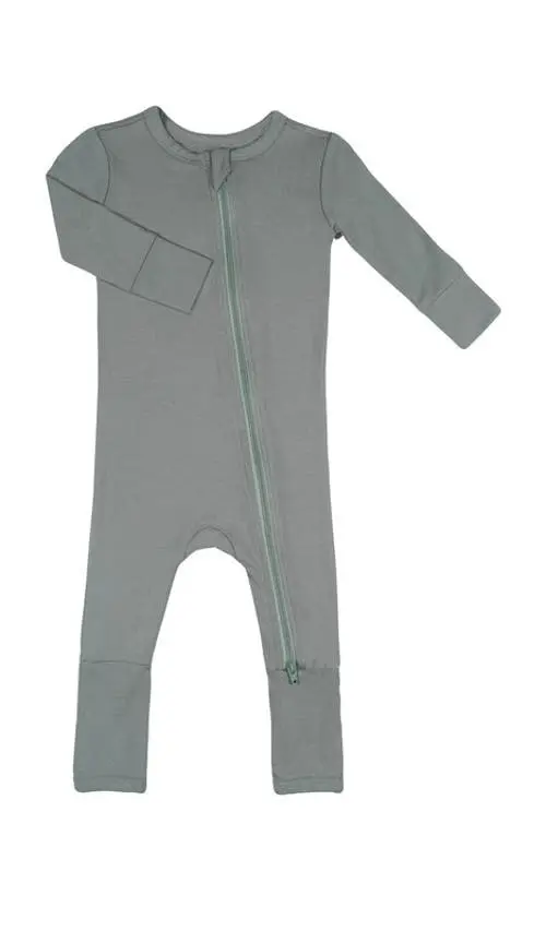 EVERLY GREY Convertible Romper Fitted Long Sleeve Pajama - Basil