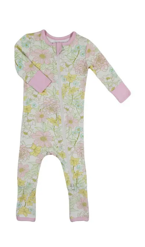 EVERLY GREY Convertible Romper Fitted Long Sleeve Pajama - Begonia