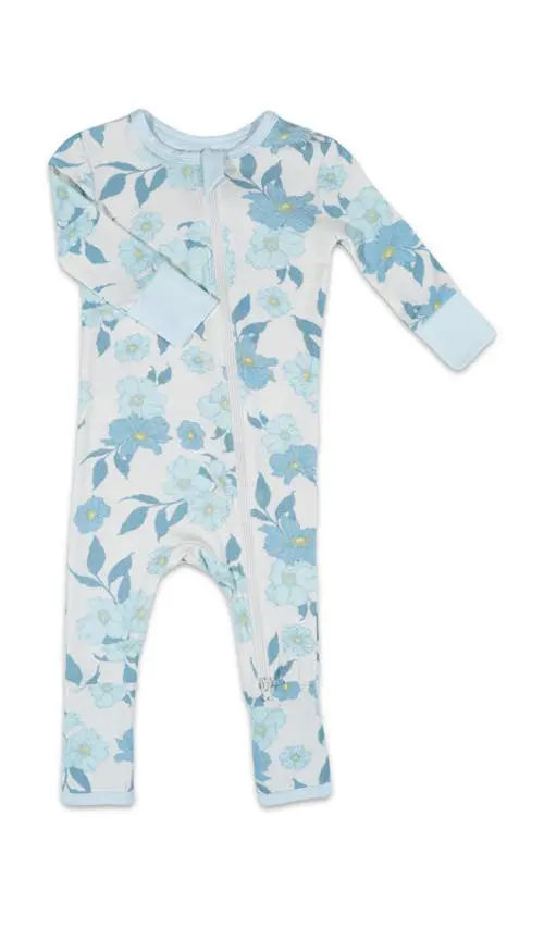 EVERLY GREY Convertible Romper Fitted Long Sleeve Pajama - Periwinkle